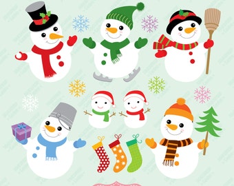 Christmas Snowman Digital Clipart