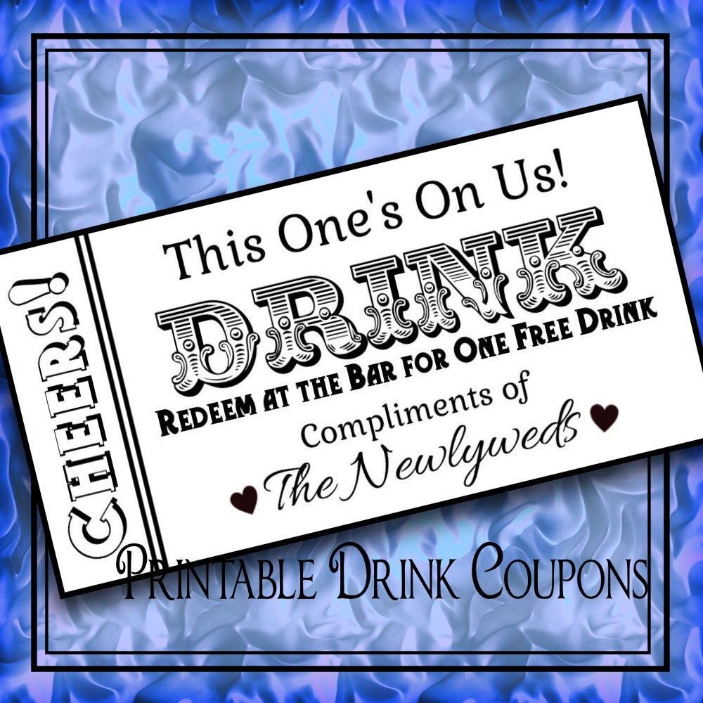 Printable Drink Tickets DIY Wedding Instant Download By IDoDiY