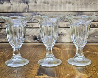 Vintage 1950's Sundae Glasses -- Set of Three -- Dessert Glass, Vintage ...