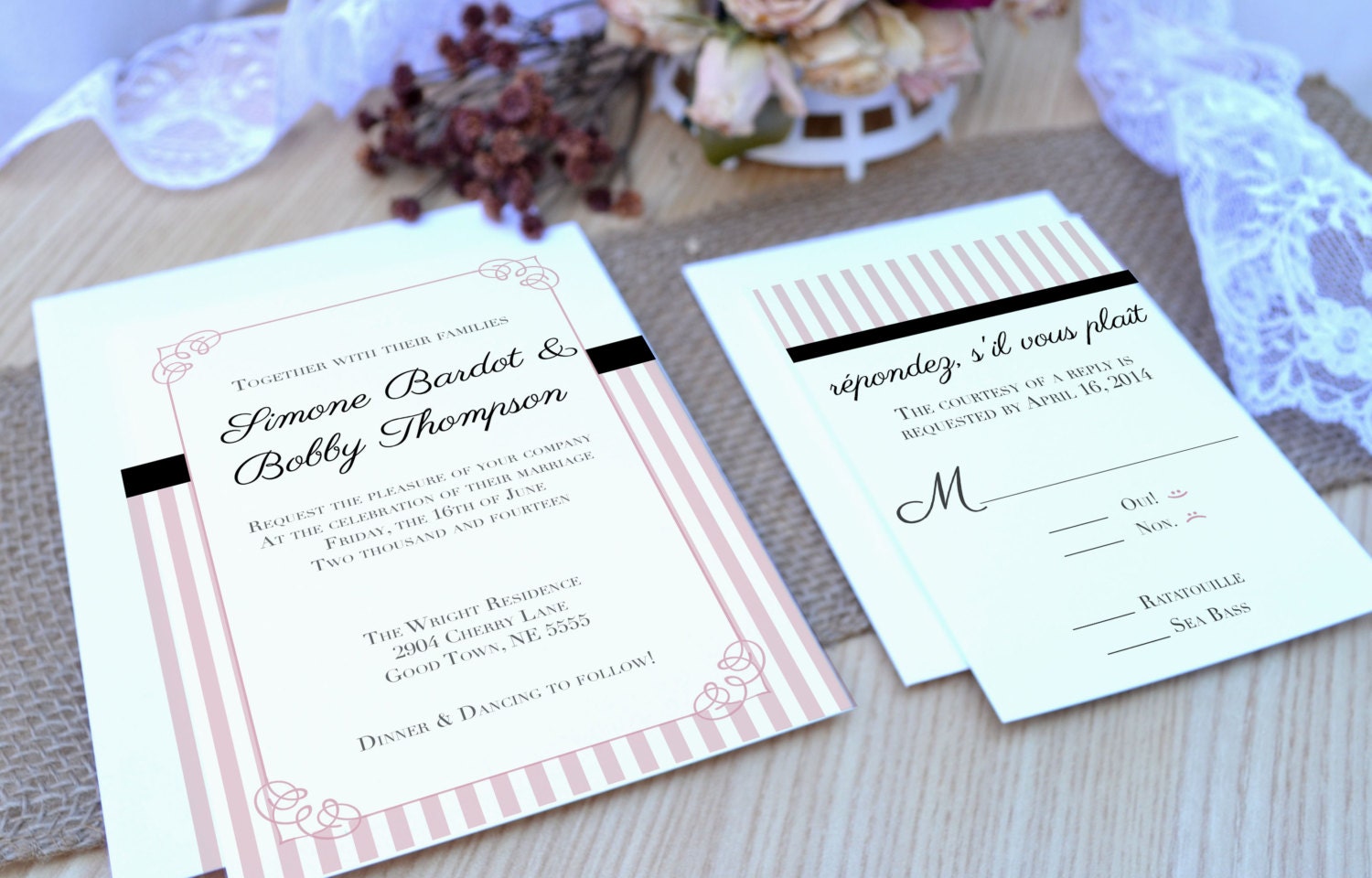 SImone in Paris – French Inspired Wedding Invitation Suite – Paper ...