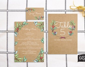 Unique kraft paper menu related items | Etsy