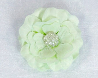 SALE Mint Green Flower Pin Silk Flower Green Floral Brooch Pearl Rose ...