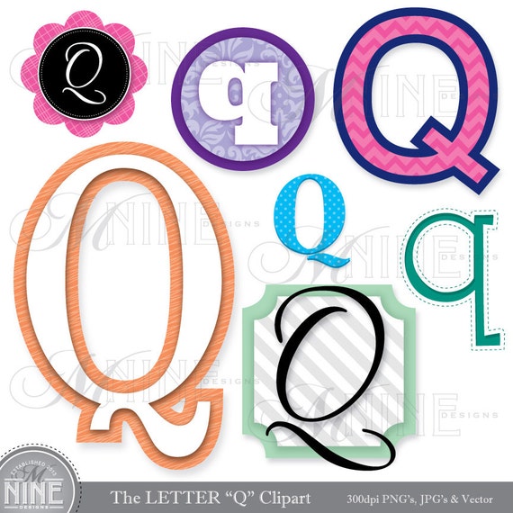 Items similar to LETTERS CLIPART Letter "Q" Clip Art Graphics Vector ...