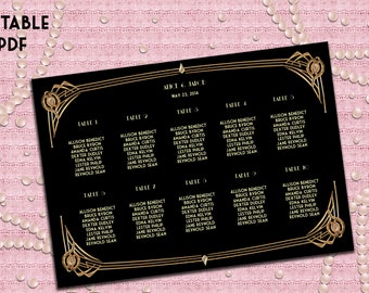 Printable Menu Card Template Great Gatsby Style Art by StudioDMD