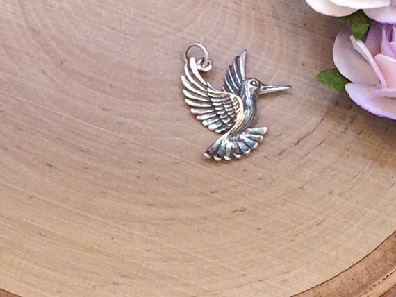 Hummingbird Charm Lifelike Hummingbird Charm Sterling Silver