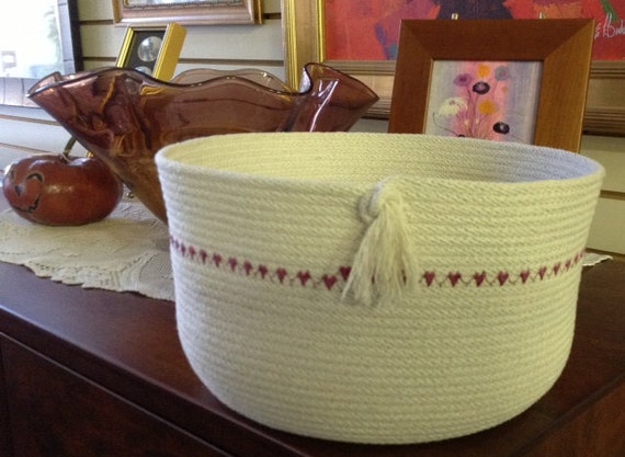 Items similar to Hand Crafted Cotton Rope Basket with Machine ...
