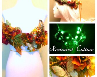 Light Up Forest Fairy Rave outfit ( Includes: light up rave bra ...