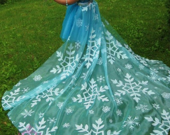ages 2 3 4 5 Frozen Elsa CAPE long beautiful snowflake train with ...