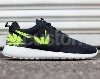 Free Shipping - Nike Roshe Run Black Light Ash Gray Marijuana Leaves ...