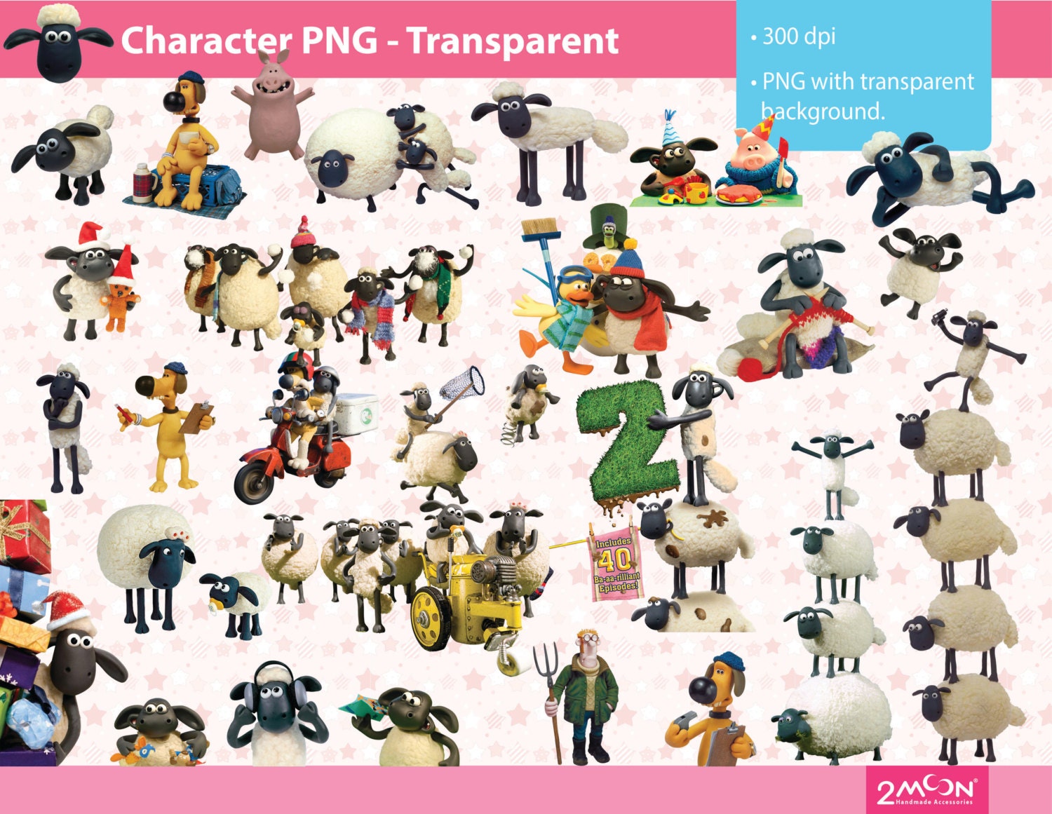 46 shaun the sheep Character PNG Images 300 dpi by 2moon on Etsy