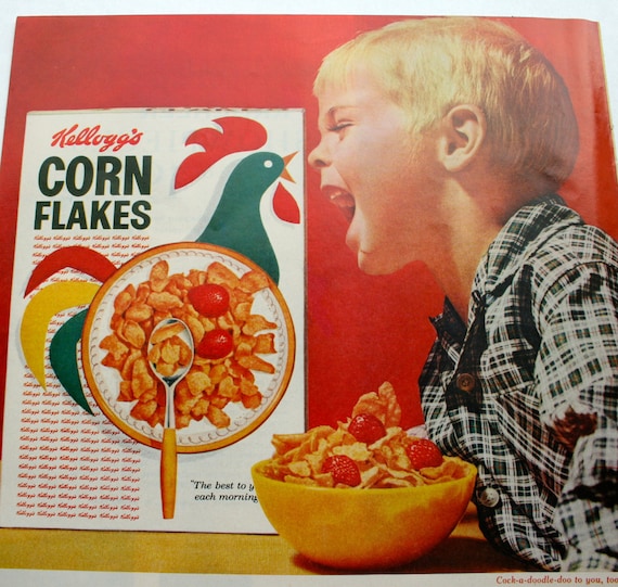 Kelloggs Corn Flakes Vintage Food Ad Cereal 1960
