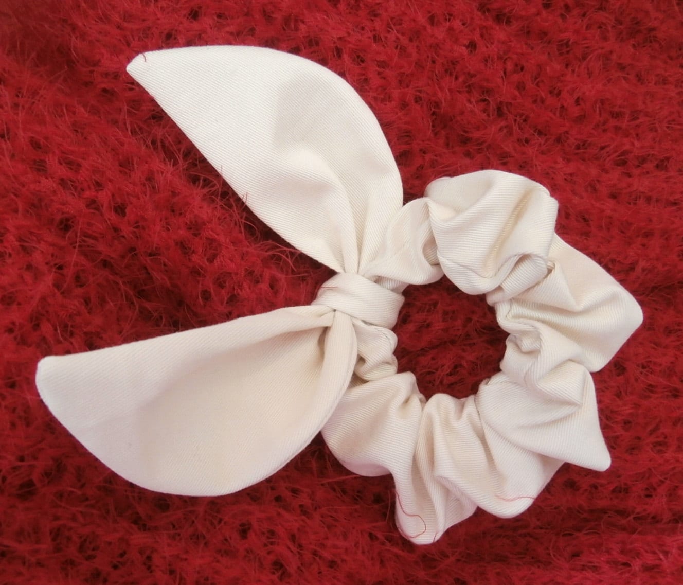 White Bunny Ear Scrunchie