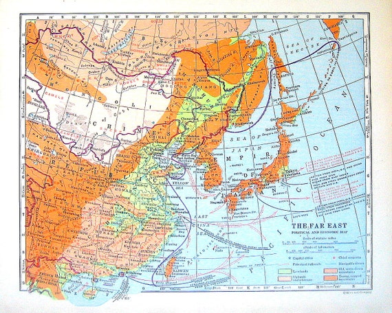 1920 Political and Economic Map of Asia The Far East