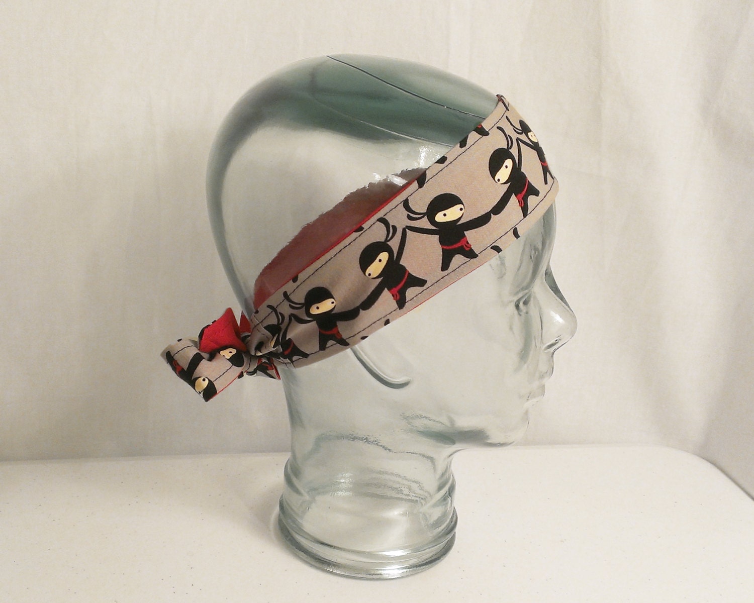 Ninja Head Wrap Karate Hair Tie Cute Hair Accessory Black Red