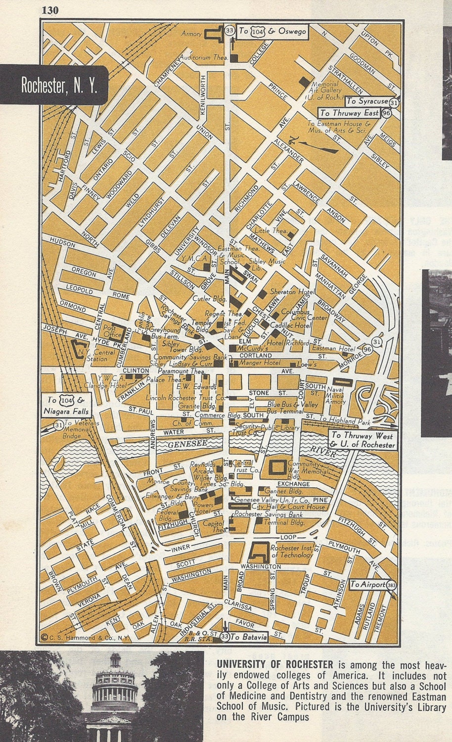 Rochester New York Map City Map Street Map by VintageButtercup