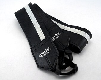 Black and Red Racing Stripe Camera Strap by couchguitarstraps