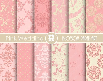 Red Digital Paper Damask Red Digital Paper Pack by blossompaperart