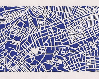 cut paper map of YOUR neighborhood 5x7