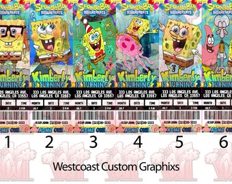 SpongeBob SquarePants Birthday Party Ticket Stub Pass Invitation ...