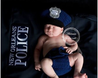 Police Officer and Hat Diaper Cover
