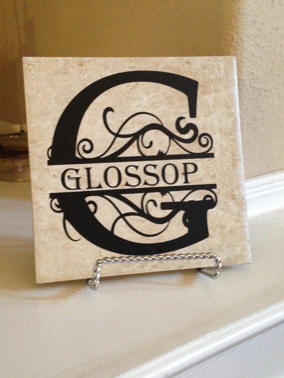 Items similar to 12x12 MONOGRAMMED CERAMIC TILE on Etsy