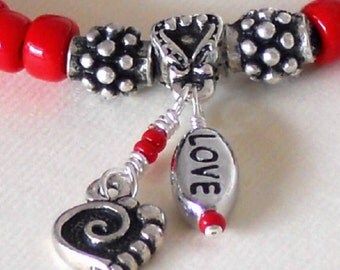 Popular items for red heart bracelet on Etsy