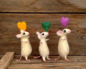 Felt wool animals Miniatures Mouse Sheep Fairy by CozyMilArt