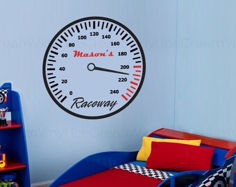 Race car wall decal | Etsy