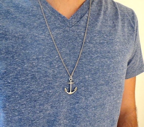 Mens Necklace Men Anchor Necklace Men Silver Necklace