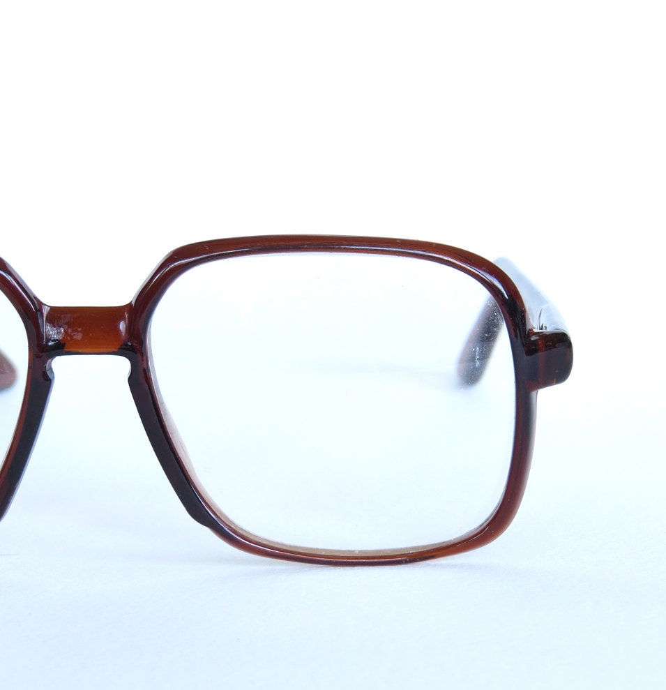 Vintage Eyewear – Big Oversize Square RX Lens Dark Clear Brown Aviator ...