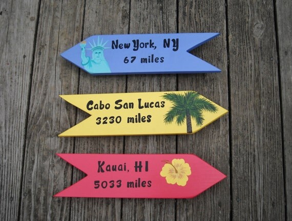 Items similar to CUSTOM DIRECTIONAL SIGNS, Set of 3 Custom Hand Painted ...