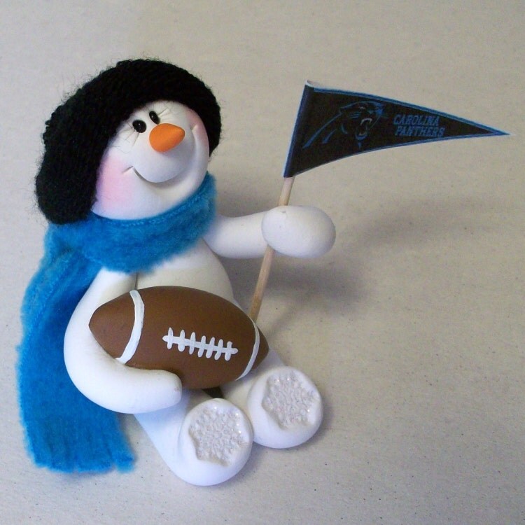 Carolina Panthers football snowman ornament by Peggers on Etsy