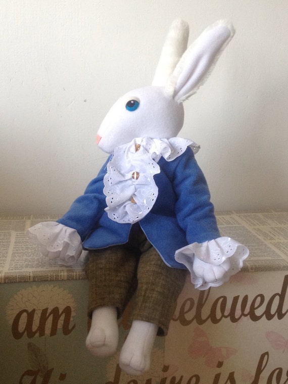 Full sized Edward Tulane Doll jointed white rabbit