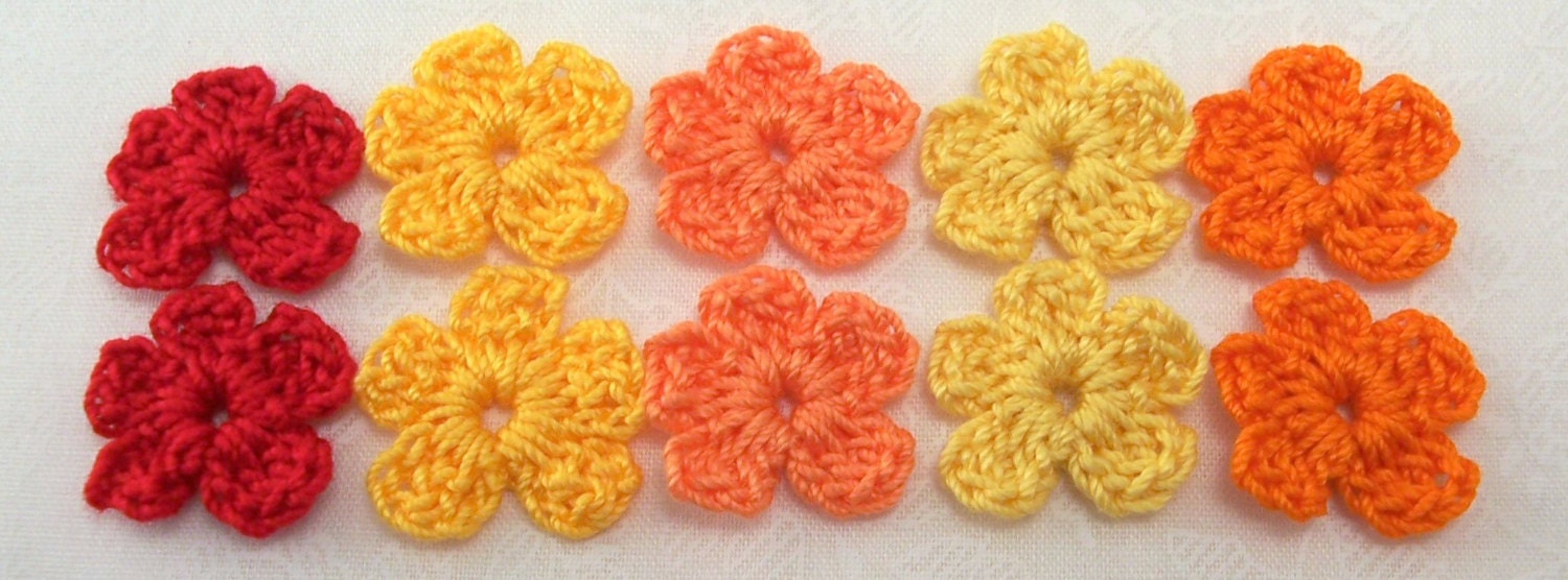 Crochet Fall Flower Appliques Small Forget Me Nots