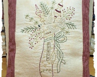Joy Stocking-Primitive Stitchery PATTERN by Primitive