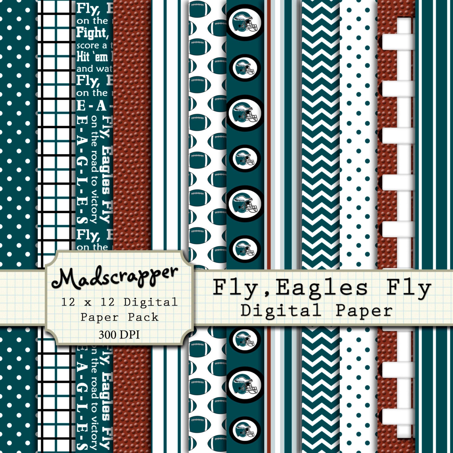 Digital Scrapbook Paper Philadelphia Eagles Colors by madscrapper