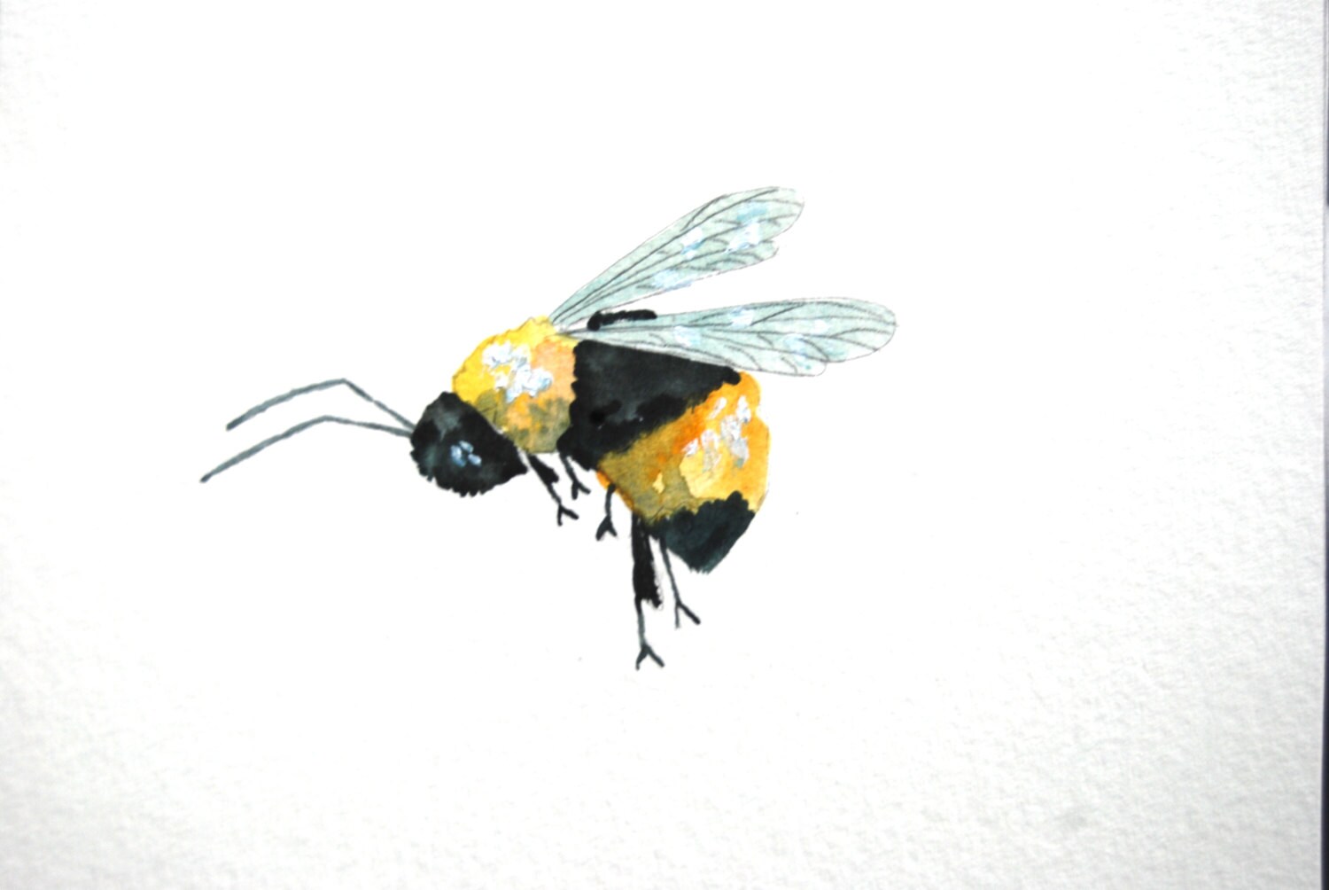 Watercolor Painting Original Bumble Bee 6x9