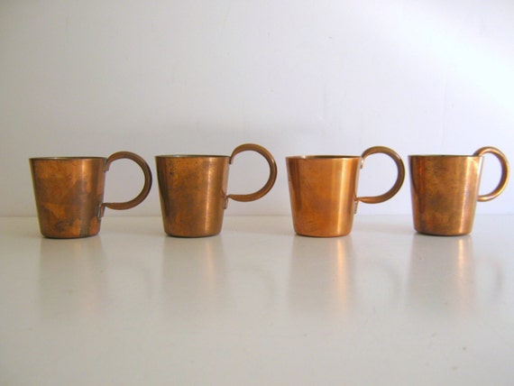 Royal Navy Rum Cups 1/2 Gill Vintage Copper Cups Set of Four