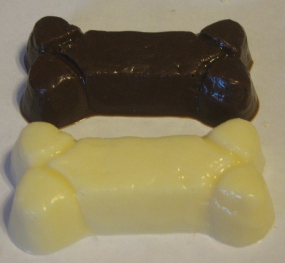 One dozen chocolate dog bones party favors