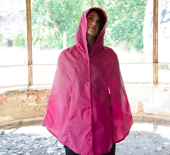 English Rose Raincoat Womens Floral Rain Cape with Hood