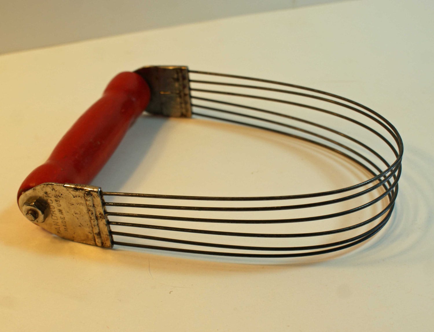 Vintage Pastry Cutter by Androck Wood Red Handle Made in