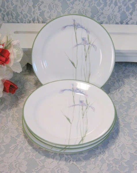Vintage Corelle Corning Shadow Iris Salad Lunch Plate Dinnerware, Set ...