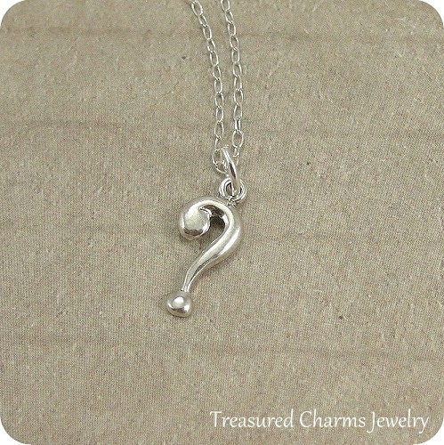 Tiny Question Mark Necklace Sterling Silver by treasuredcharms