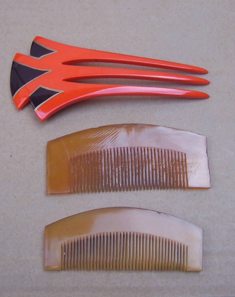 Vintage hair combs 3 Japanese Geisha kanzashi hair accessories hair pin ...