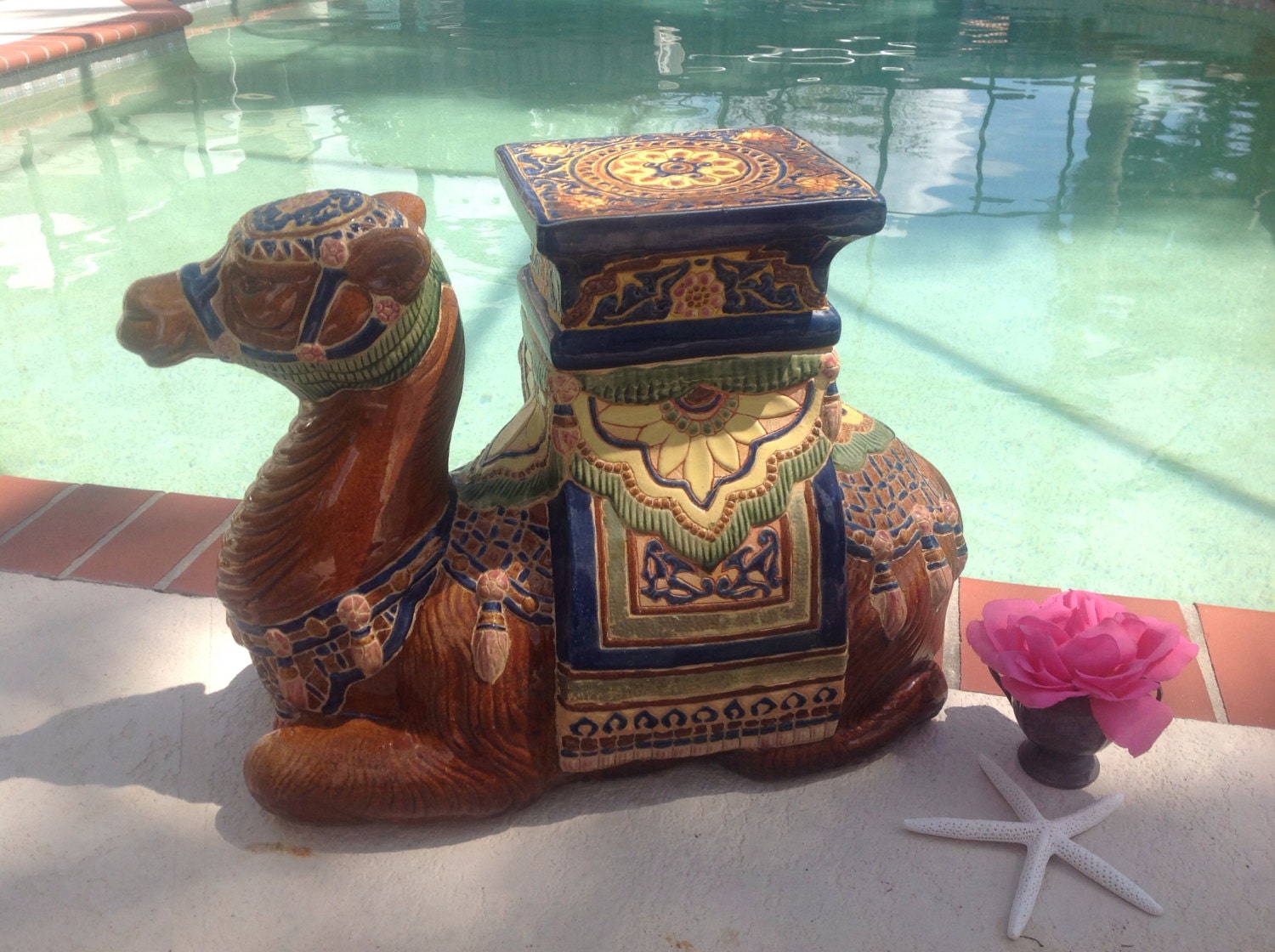 Vintage CAMEL Garden Seat/Italian Ceramic/Hollywood Regency/Mid Century ...