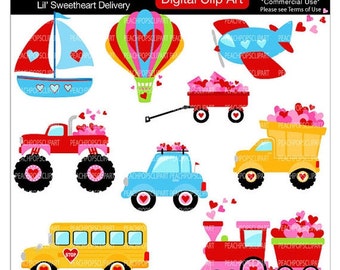 50% OFF SALE clipart Valentine transportation clip art Valentines Day ...