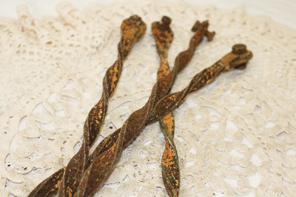 Twisted Wrought Iron Struts / Rods with original Screws and Nuts ...
