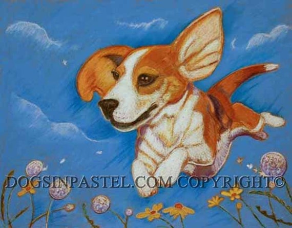 Items similar to Beagle dog painting art dog running Original Oil ...
