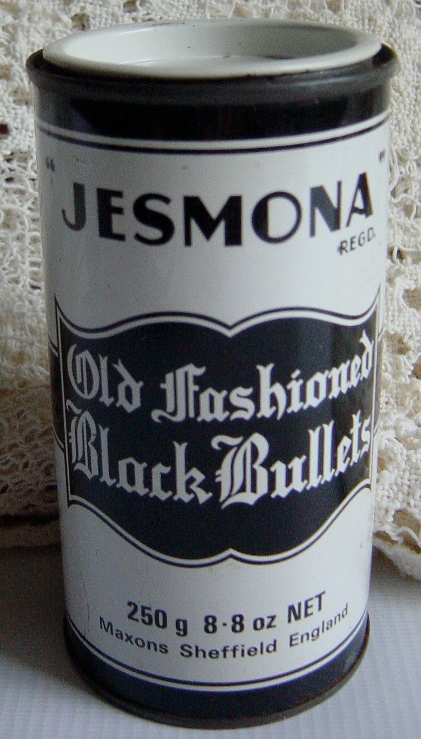 Antique English Sweets Tin Jesmona Old fashioned Black Bullets Mints ...