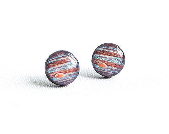 Jupiter earrings studs astronomy jewelry space stud earrings